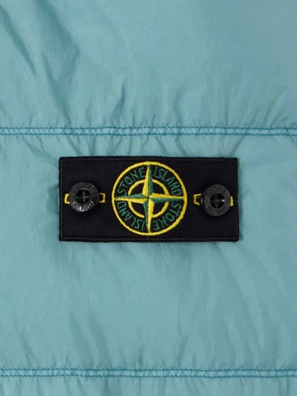 Stone Island Quilted Logo-patch Hooded Jacket - Blue