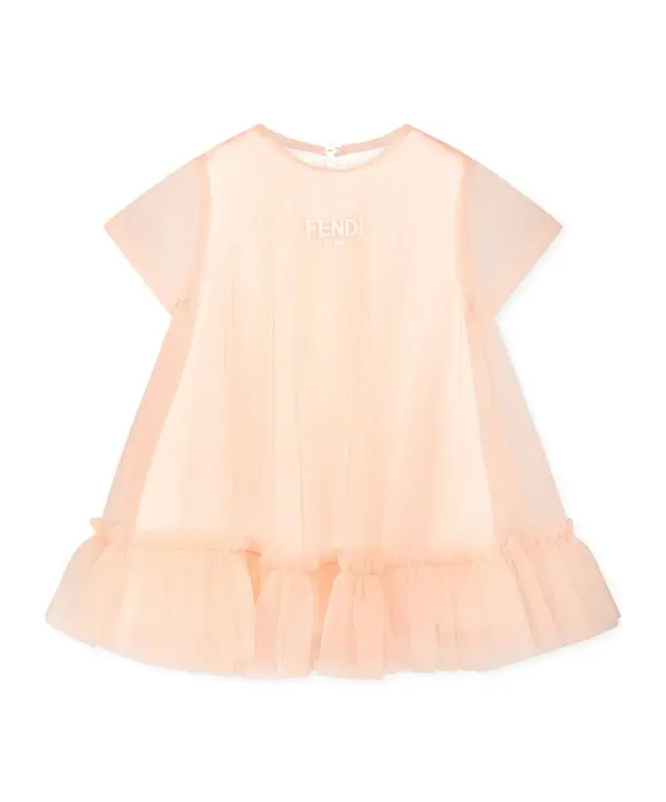 Fendi Cotton Muslin Dress With Ruffle Hem - Pink