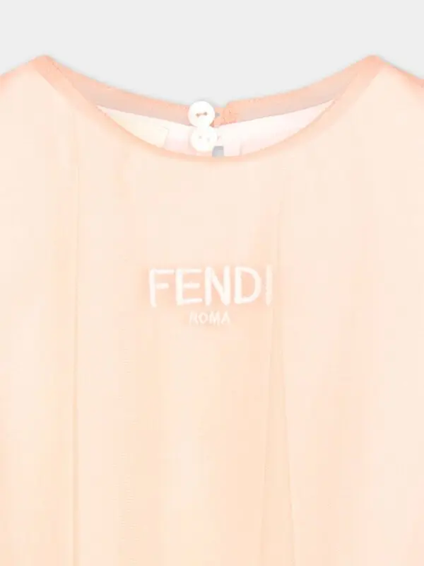 Fendi Cotton Muslin Dress With Ruffle Hem