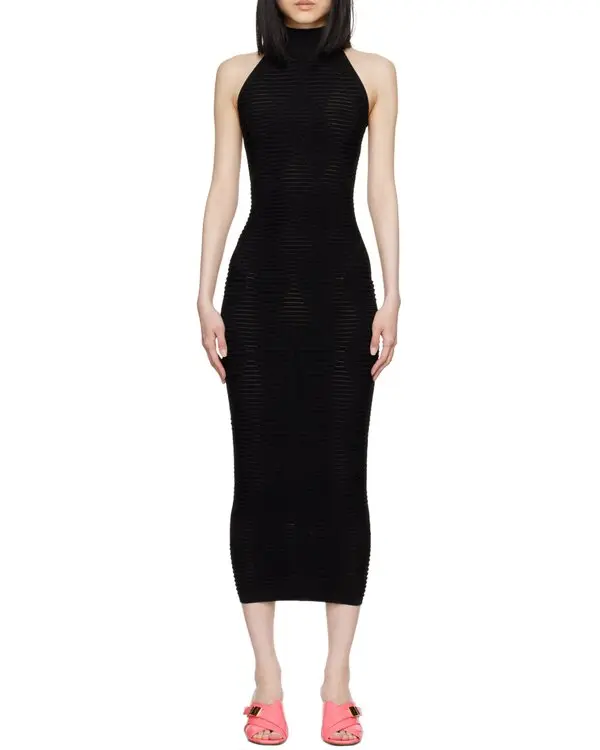 Balmain Sleeveless Textured-knit Midi Dress