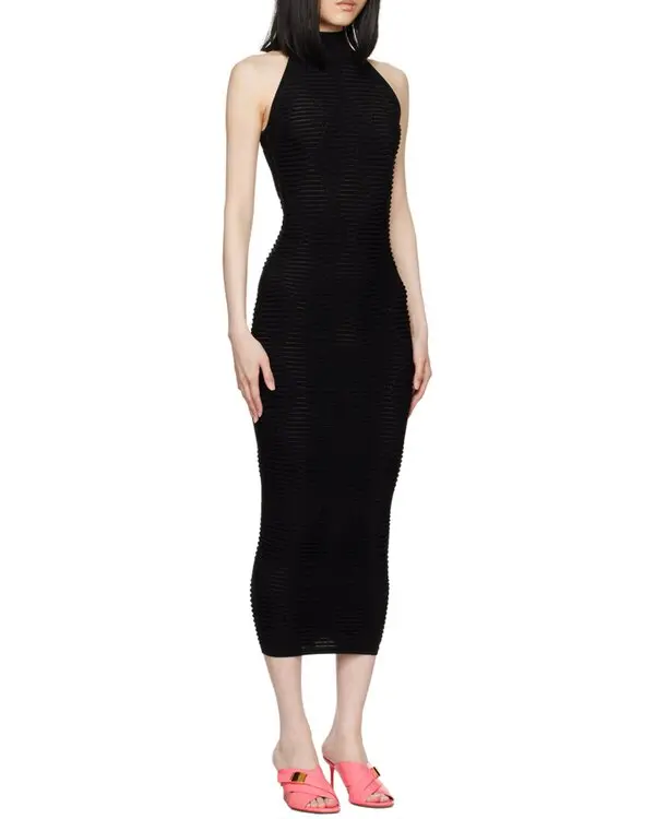 Balmain Sleeveless Textured-knit Midi Dress