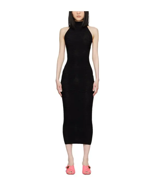 Balmain Sleeveless Textured-knit Midi Dress
