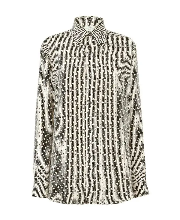 Fendi Allover Ff Striped Printed Long-sleeved Shirt - Black