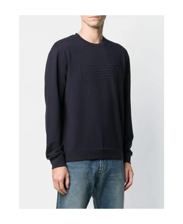 Emporio Armani Logo Embossed Crewneck Sweater