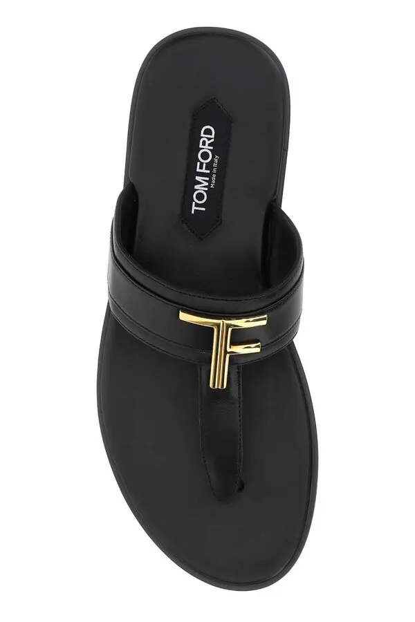 TOM FORD Logo Plaque Thong Sandals