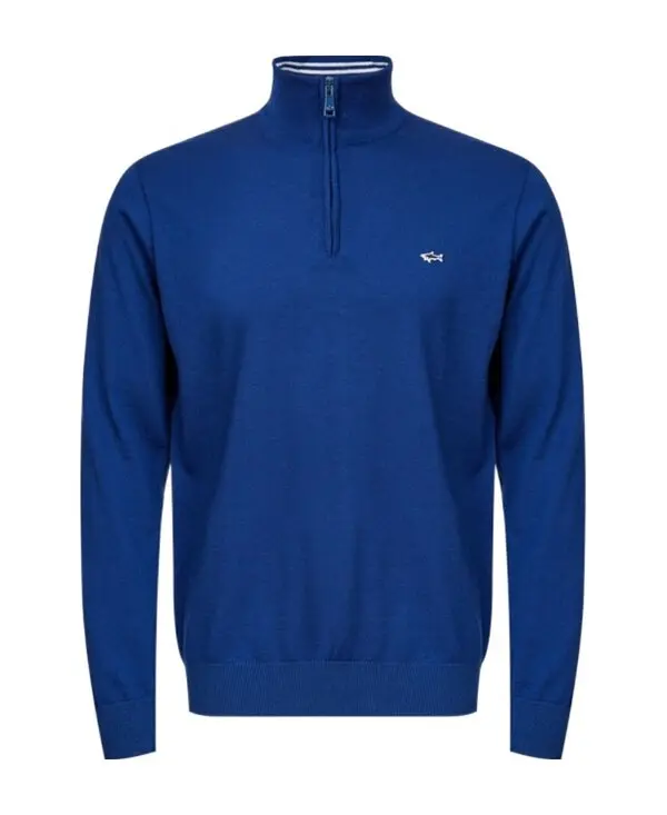 PAUL  SHARK Paul & Shark Logo Quarter Zip Sweater