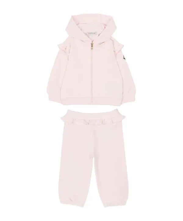 Moncler Embroidered Logo Ruffle Set - Soft Pink
