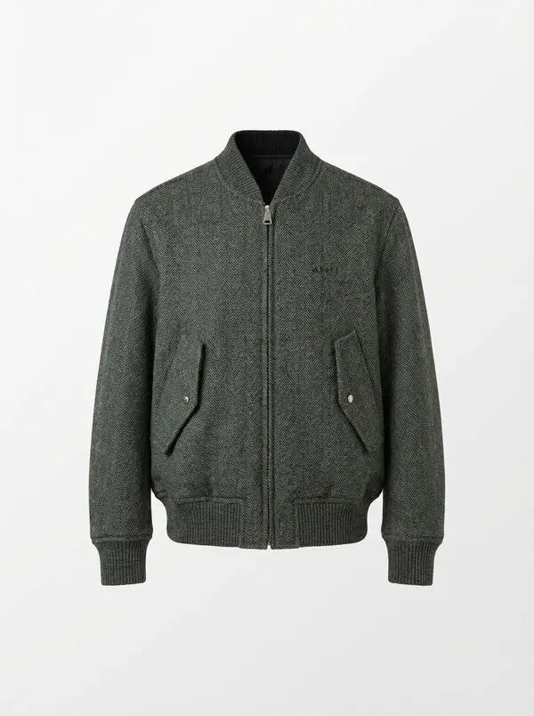 Gucci Herringbone Mouline Bomber Jacket