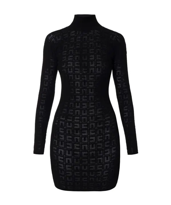 Elisabetta Franchi Logo Monogrammed Mesh Stitched Mini Dress