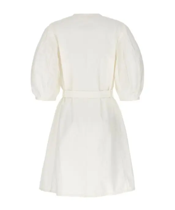 Chloé Belted Midi Dress With Lantern Sleeves