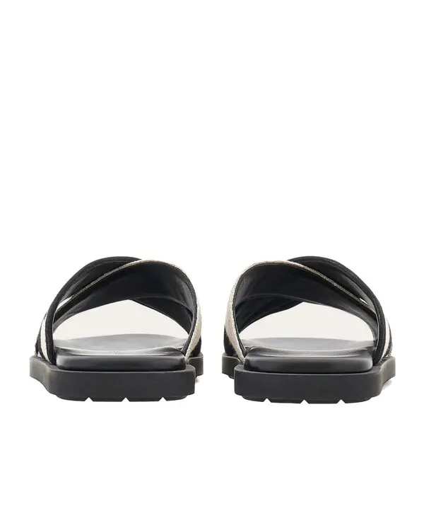 FERRAGAMO Cross-strap Slippers With Logo Detailing - Beige/black