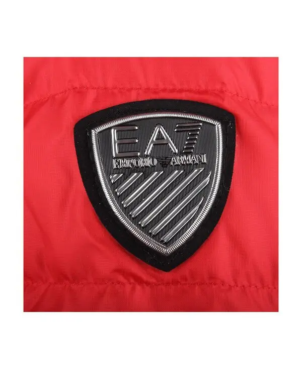 EA7 Quilted Down Jacket With Stand Collar - Red