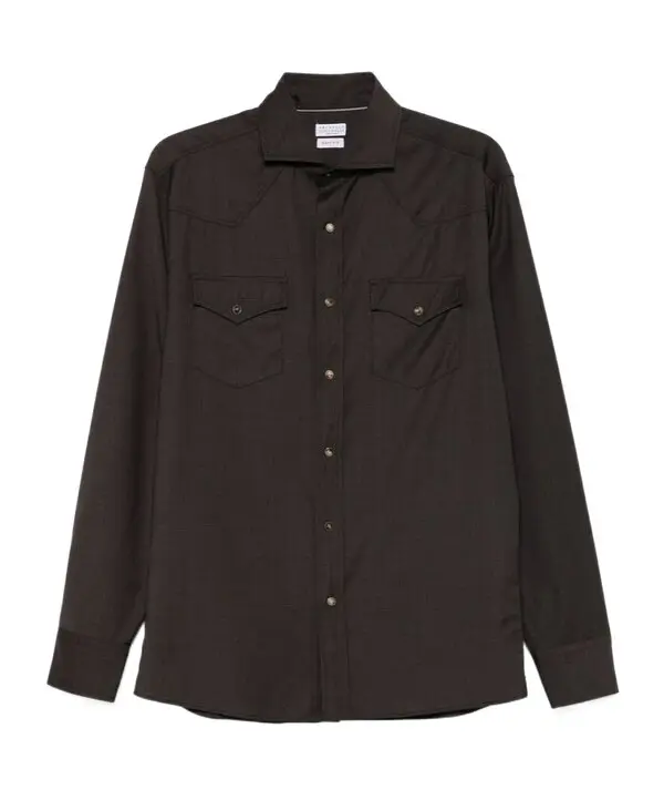 Brunello Cucinelli Long Sleeved Spread Collared Shirt