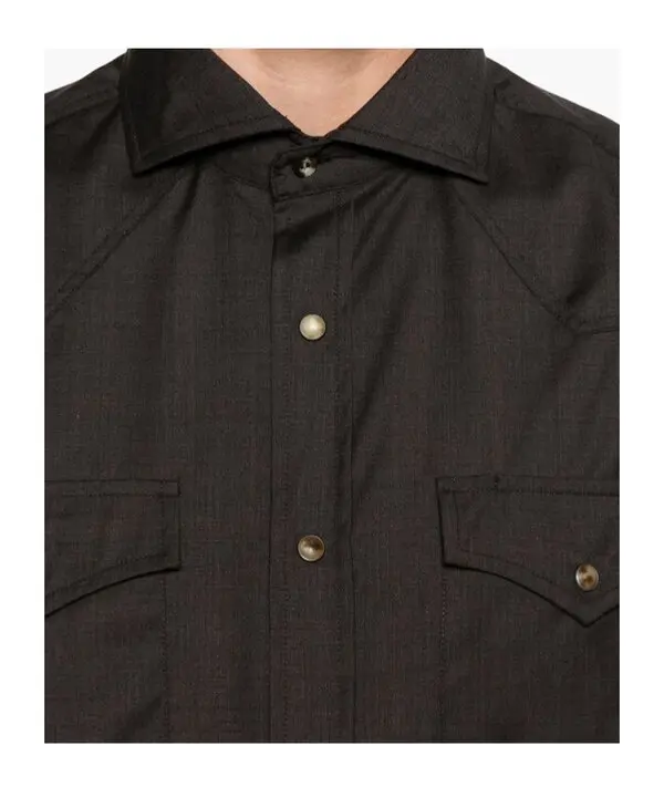 Brunello Cucinelli Long Sleeved Spread Collared Shirt