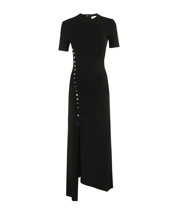 Rabanne Ruched Asymmetric Maxi Dress - Black