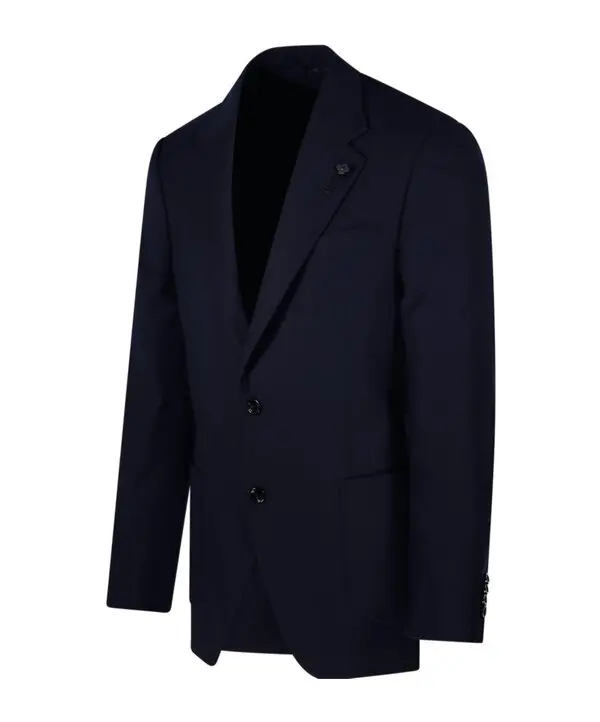 LARDINI Virgin Wool Single-breasted Jacket - Black