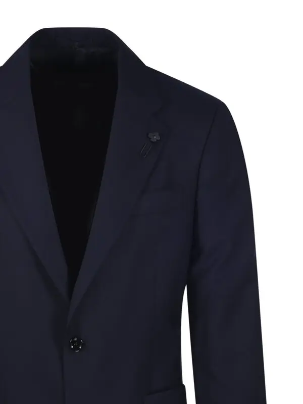 LARDINI Virgin Wool Single-breasted Jacket - Black