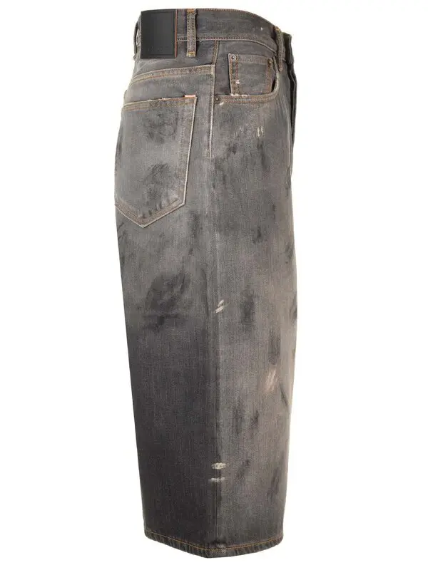 Acne Studios Wide Leg Denim Bermuda Shorts