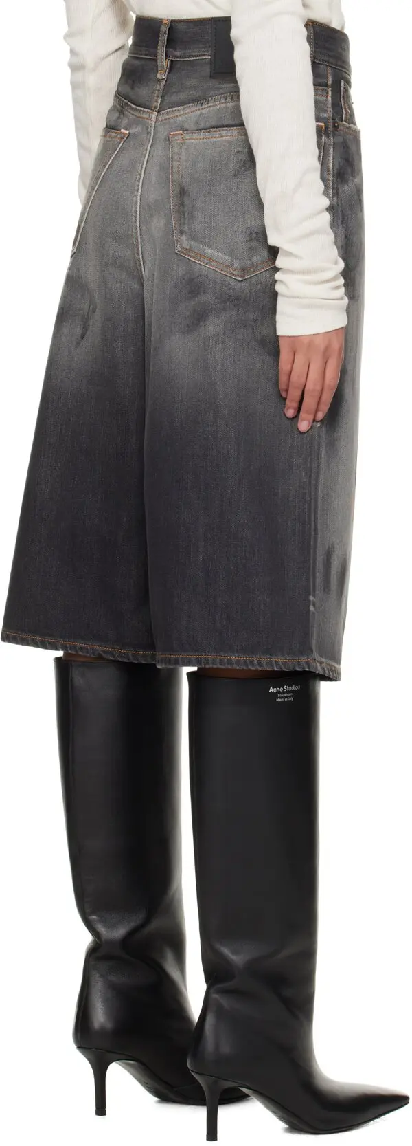 Acne Studios Wide Leg Denim Bermuda Shorts