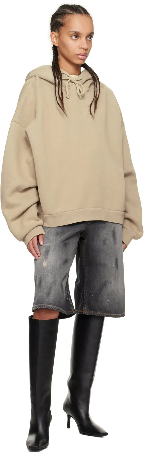 Acne Studios Wide Leg Denim Bermuda Shorts