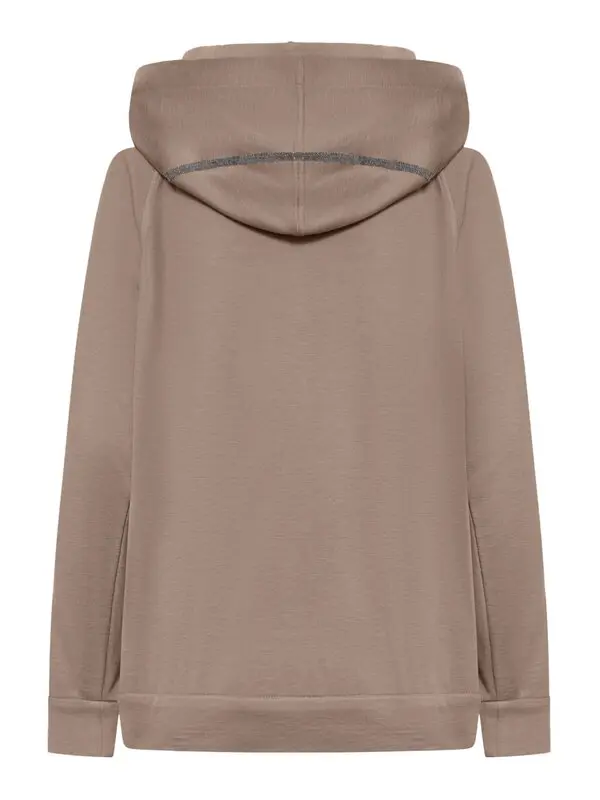Brunello Cucinelli Embellished Zipped Hoodie - Brown