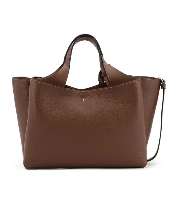 TOD'S Logo Plaque Mini Top Handle Bag - Brown