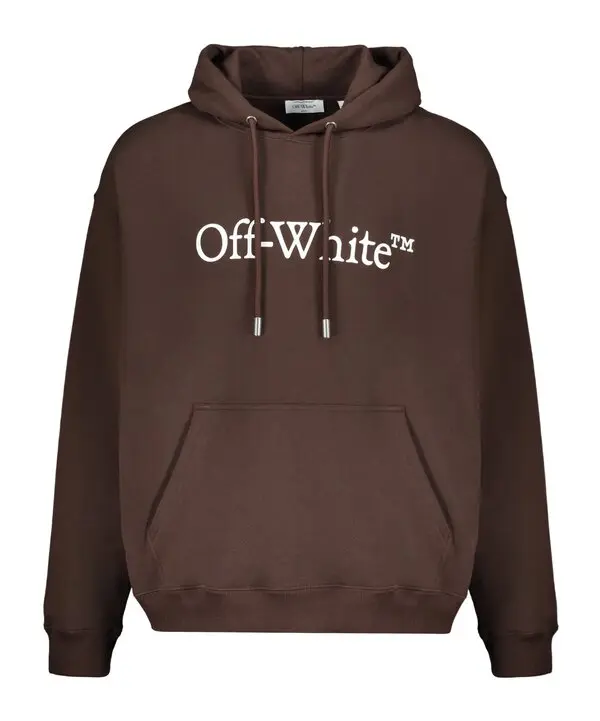Off-White Logo Print Hoodie - Brown
