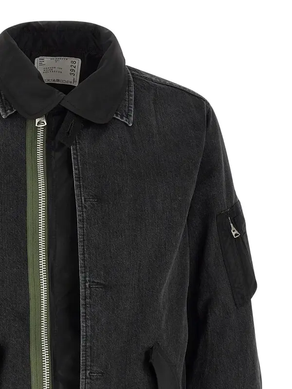 Sacai Panelled Zip Denim Jacket - No