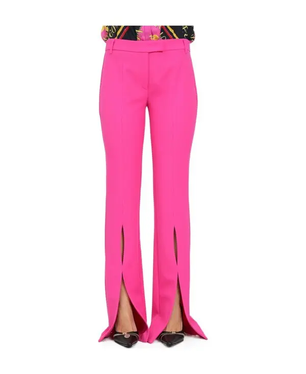 Versace Logo-lettering Front-slits Flared Trousers - Pink