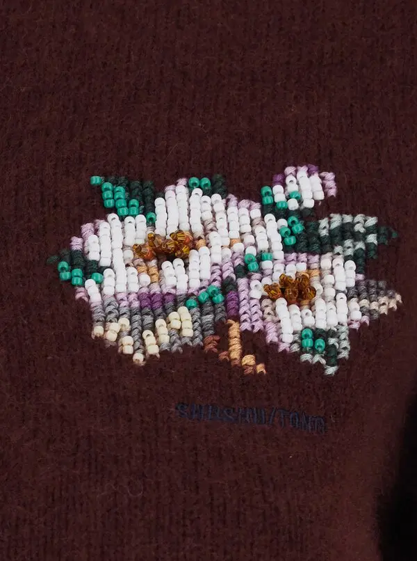 SHUSHU/TONG Crewneck Cardigan With Beaded Embroidery