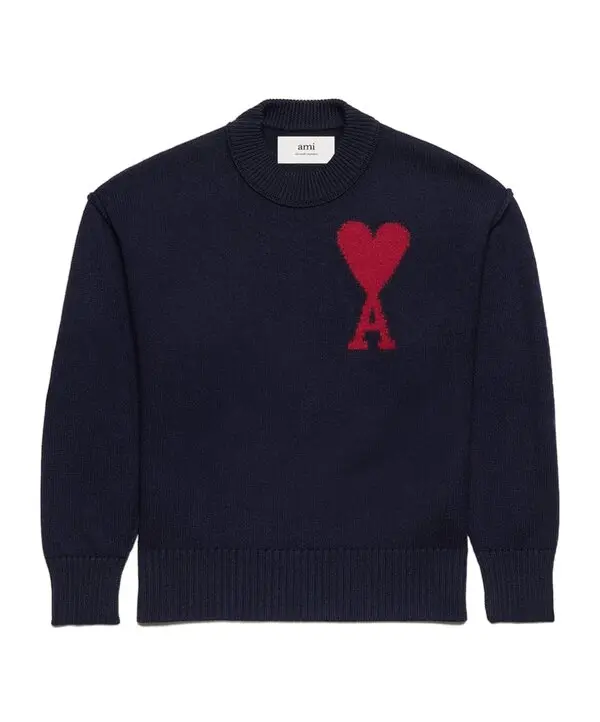 Ami De Coeur Crewneck Jumper - Night Blue/red