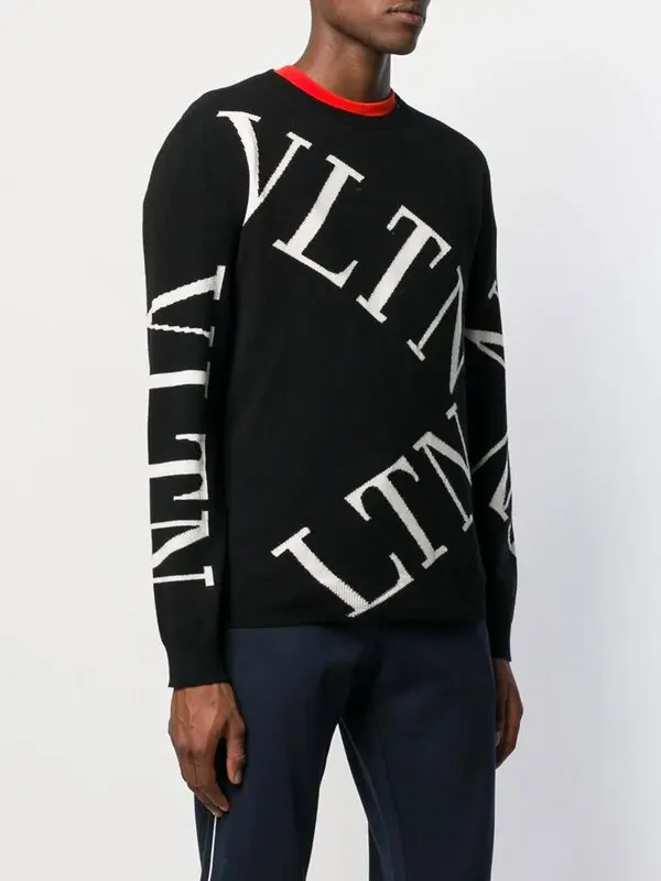 Valentino Garavani Logo Printed Crew Neck Sweater
