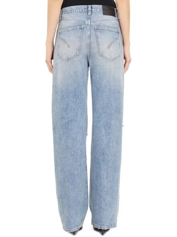 DONDUP Five-pocket Ripped Denim Trousers