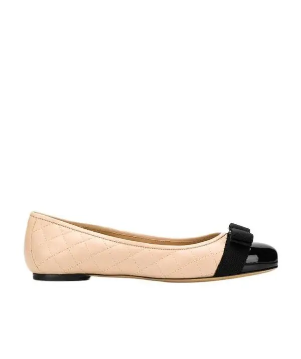 FERRAGAMO Vara Contrast Ballerinas - Nude