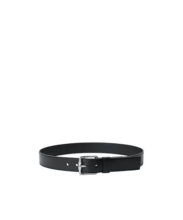 Loewe Roller Curve Belt In Shiny Sleek Calfskin - Black/palladium