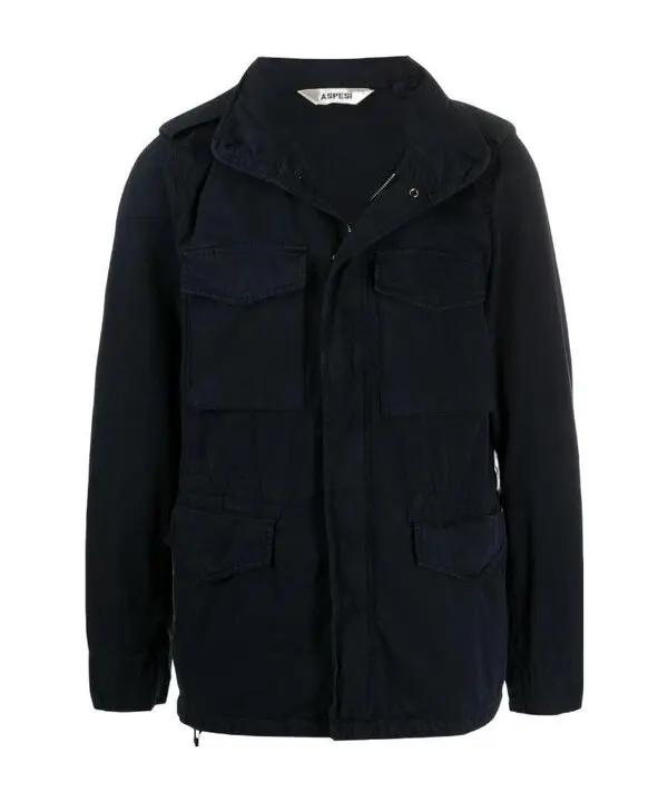 Aspesi Multi-pocket Funnel Neck Jacket - Black