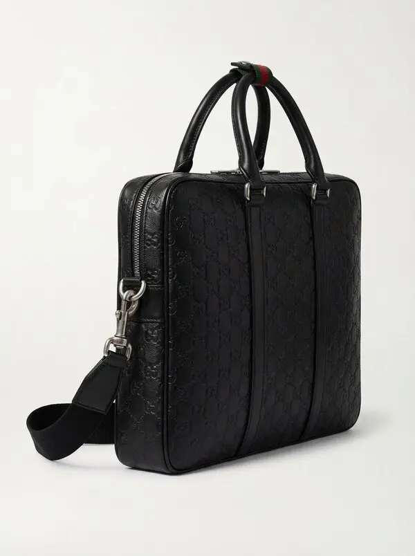 Gucci Gg Emblem Large Briefcase - Black