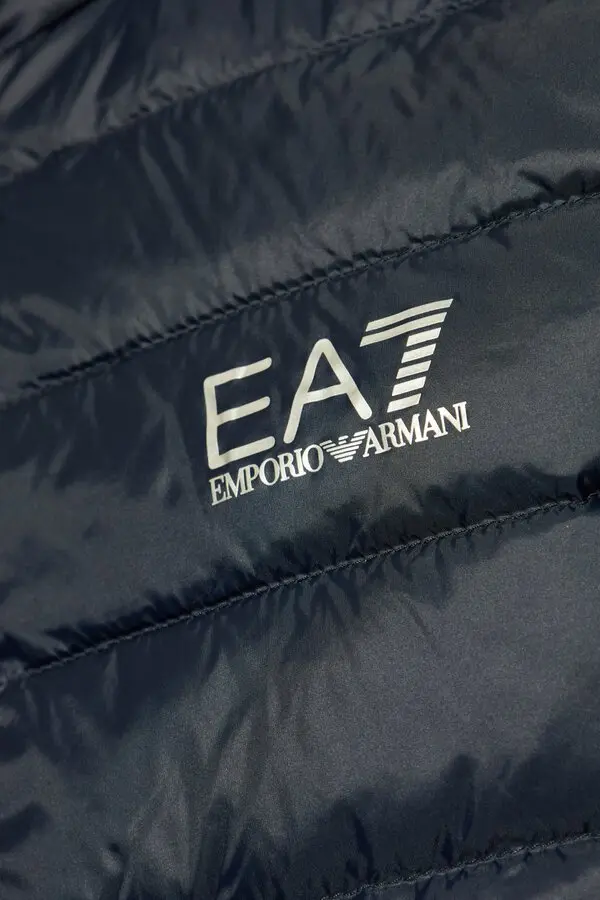 EA7 Quilted Padded Gilet With Logo Print - Blue