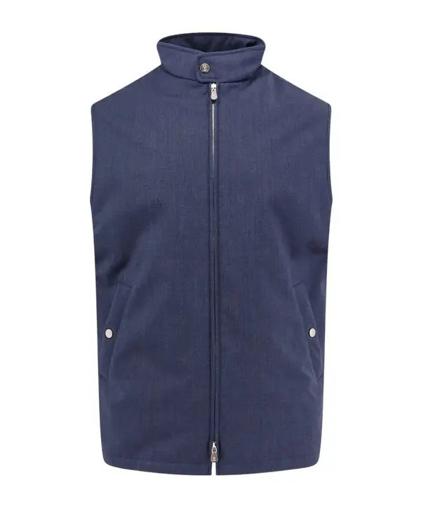 Brunello Cucinelli Flannel Zipped Gilet - Blue