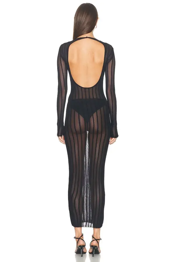 Attico Long-sleeved Sheer Maxi Dress