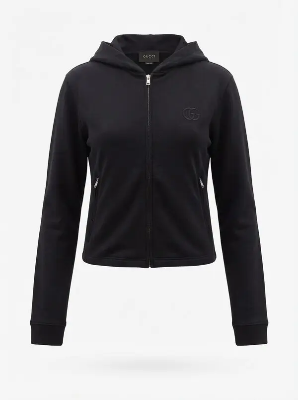 Gucci Jersey Zip Jacket With Embroidery - Black