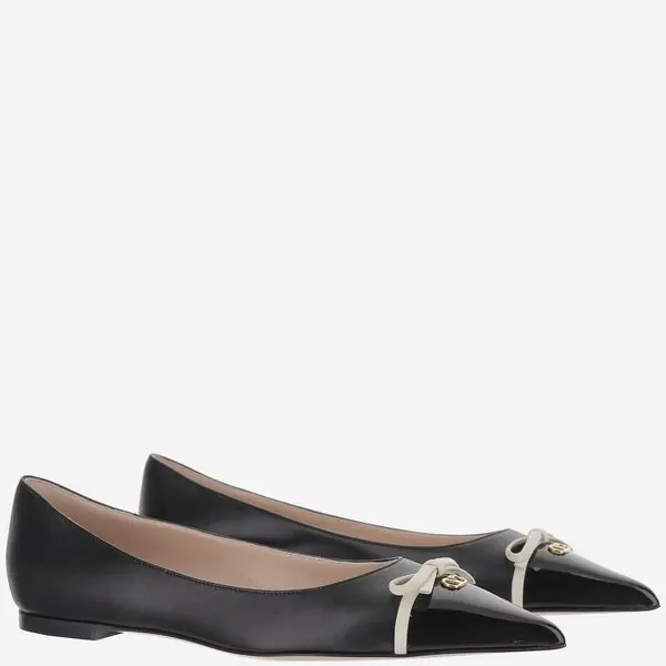 Valentino Garavani Contrast Bow Ballet Flats - Black