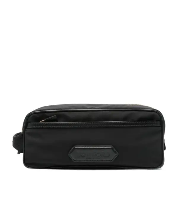 TOM FORD Logo Patch Zipped Wash Bag - Black