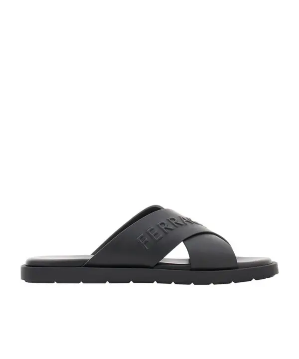 FERRAGAMO Cross-strap Slippers - Black
