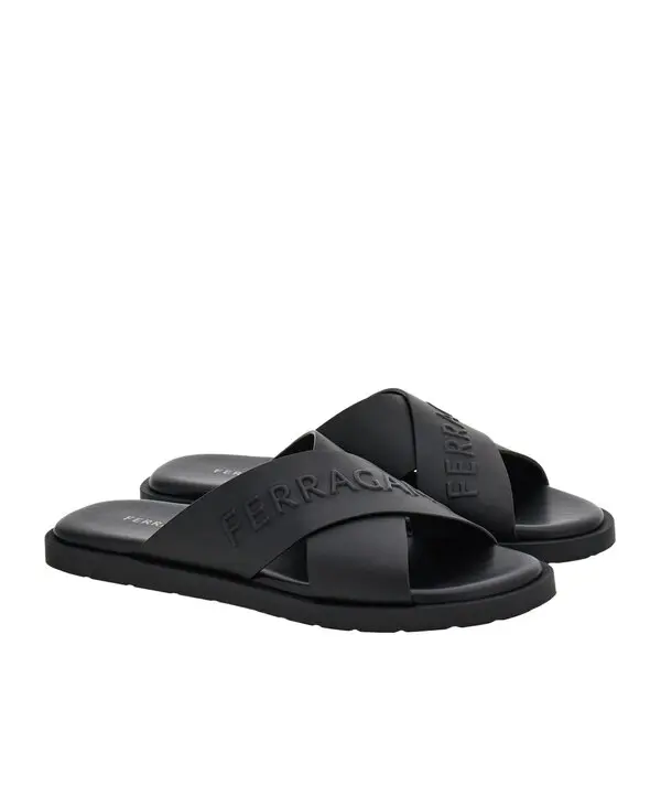 FERRAGAMO Embossed Logo Slides