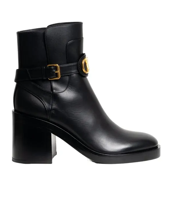 Valentino Garavani Vlogo Signature Block Heel Ankle Boots
