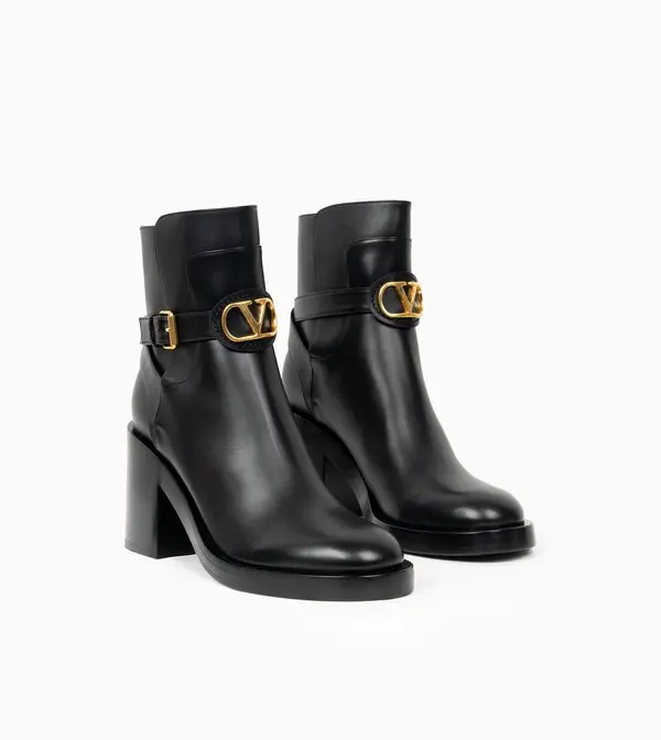 Valentino Garavani Vlogo Signature Block Heel Ankle Boots
