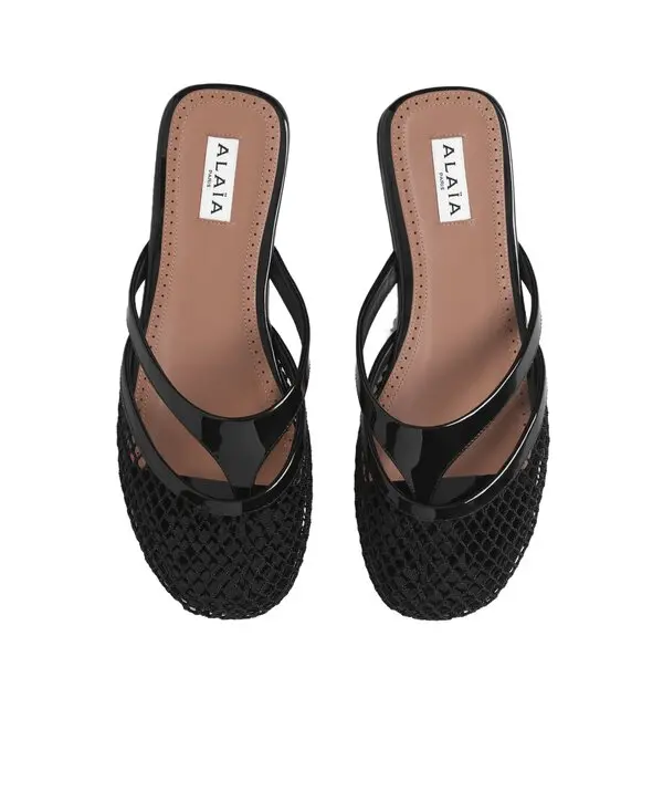 Alaïa Infradito Flat Mules - Black