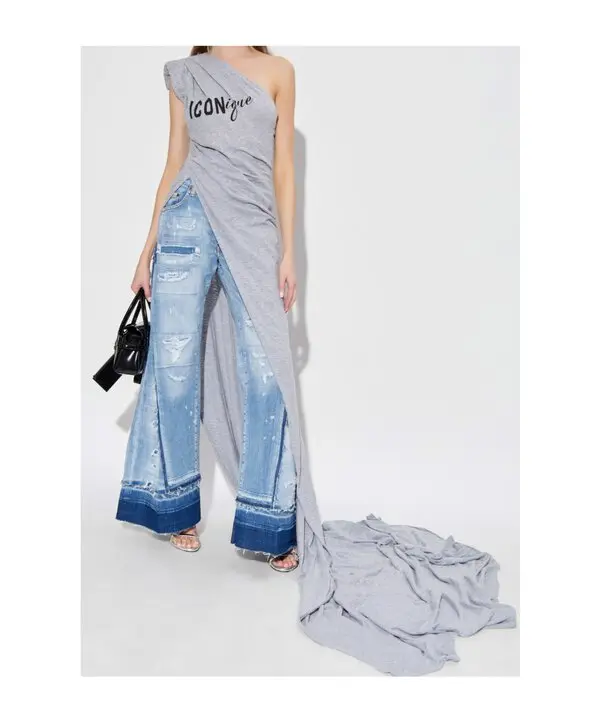 Dsquared2 Icon Printed One-shoulder Maxi Dress