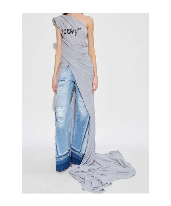 Dsquared2 Icon Printed One-shoulder Maxi Dress